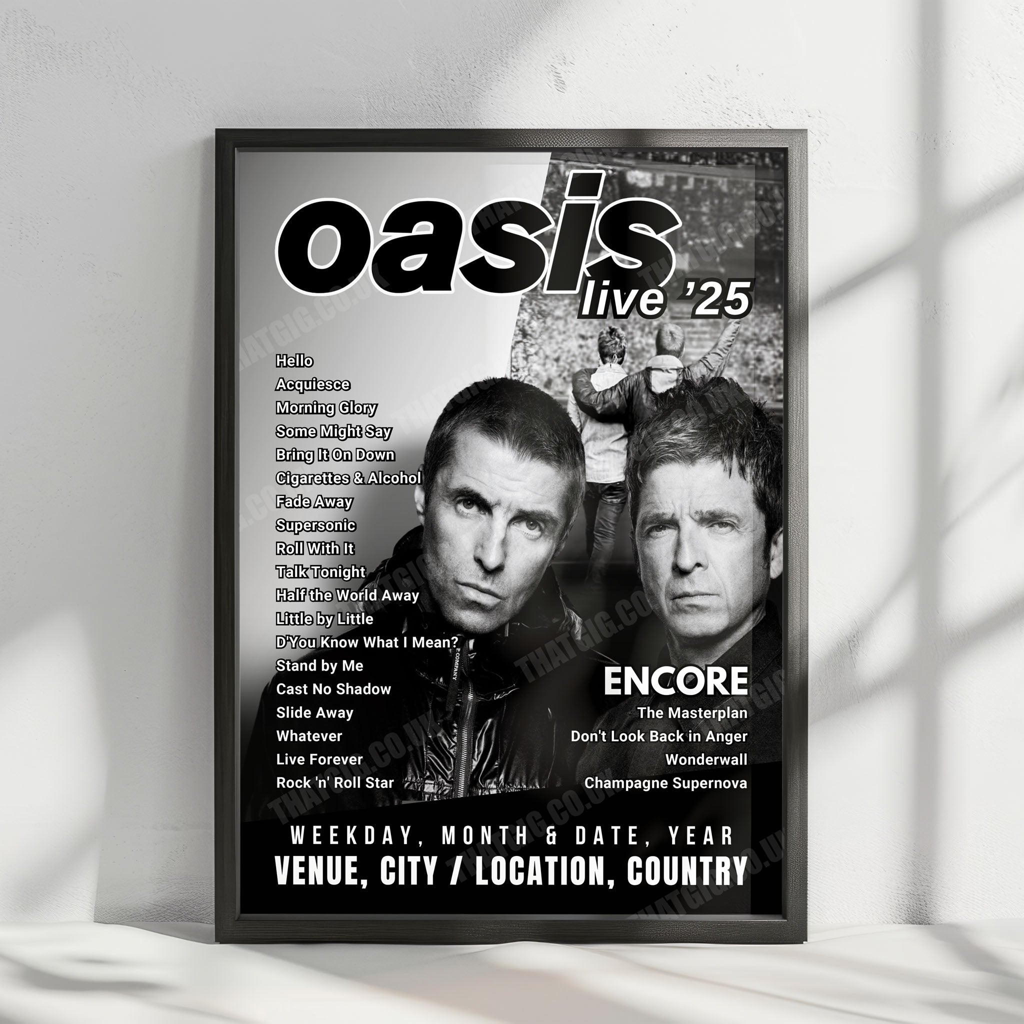 Oasis Setlist Poster - Heaton Park, Manchester - July 20th, 2025 – Savvy+
