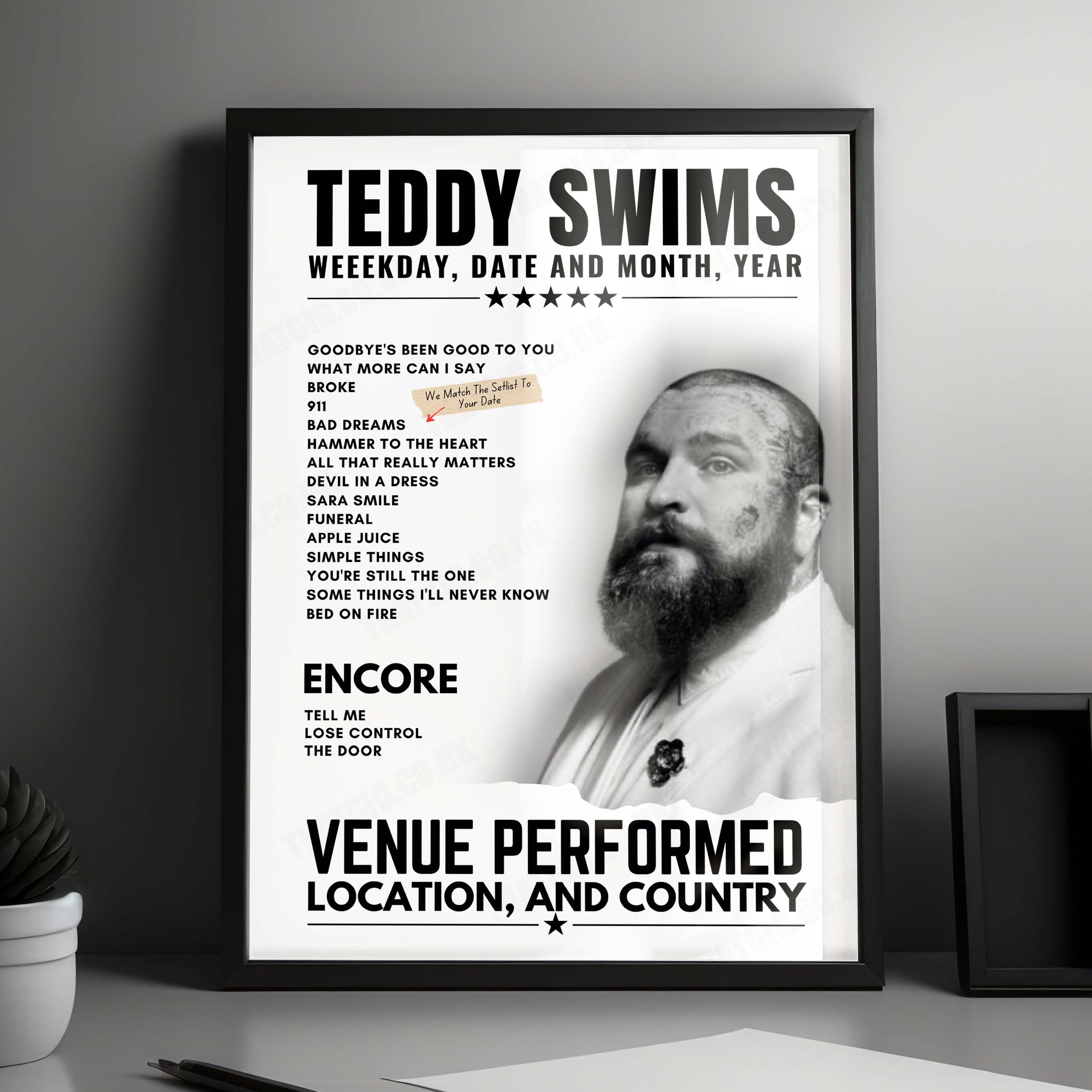 Teddy Swims Setlist Poster - Waywards, Sydney - August 20th, 2023 – Savvy+